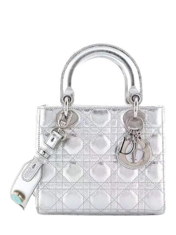 Dior My Lady Cannage Quilted Leather Satchel - Silver
