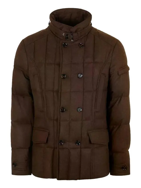 MOORER Button Padded Jacket - Brown