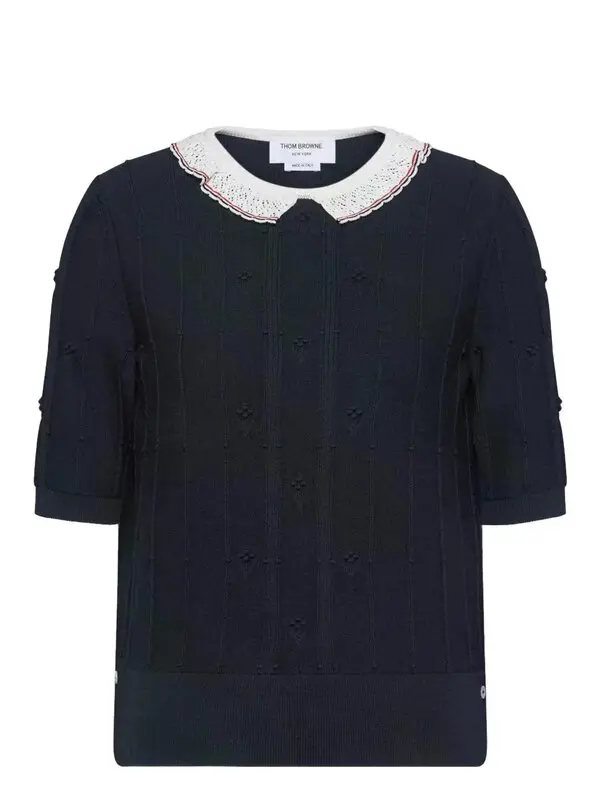 Thom Browne Lace-trimmed T-shirt - Blue
