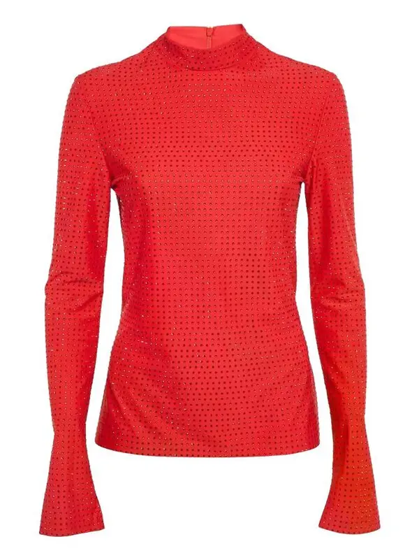 FERRAGAMO Rhinestone-embellished Long-sleeve Top - Red
