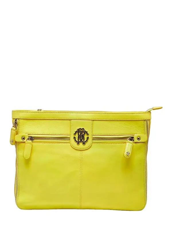 Roberto Cavalli Rc Logo-plaque Leather Clutch - Yellow