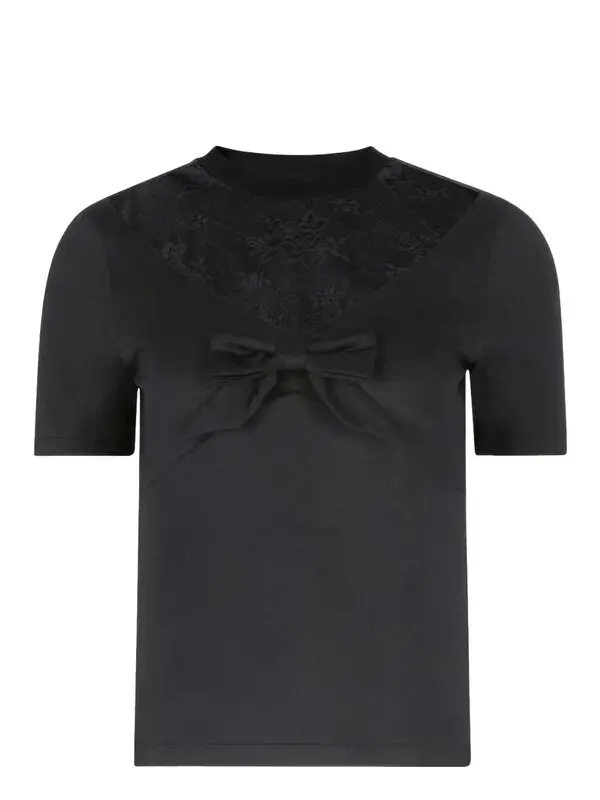 Nina Ricci Bow Lace-inserts Short-sleeves T-shirt - Black