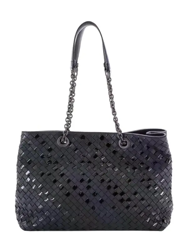 Bottega Veneta Double Chain Intrecciato Nappa Medium Tote Bag - Black