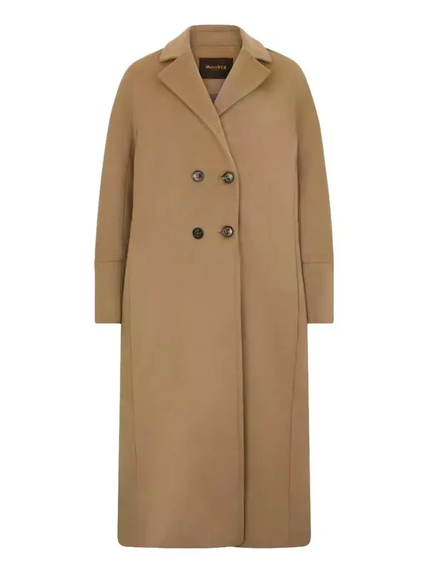 MOORER Notched-lapel Double-breasted Coat - Brown