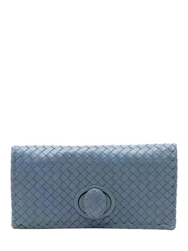 Bottega Veneta Nappa Intrecciato Turn Lock Clutch Bag - Blue