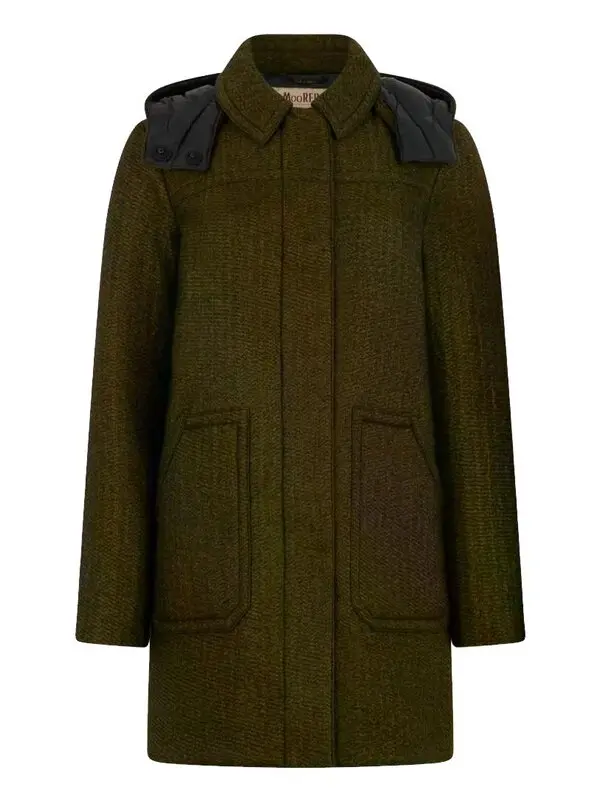 MOORER Hooded Single-breasted Coat - Green