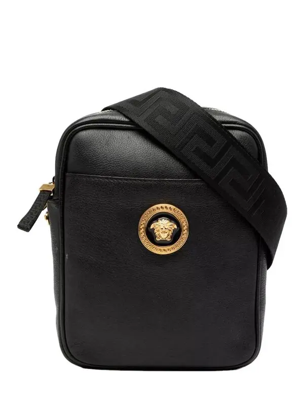 Versace Leather Medusa Crossbody Bag - Black
