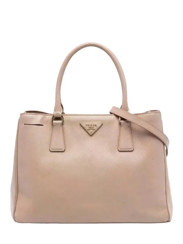 Prada Saffiano Lux Galleria Double Zip Satchel - Brown