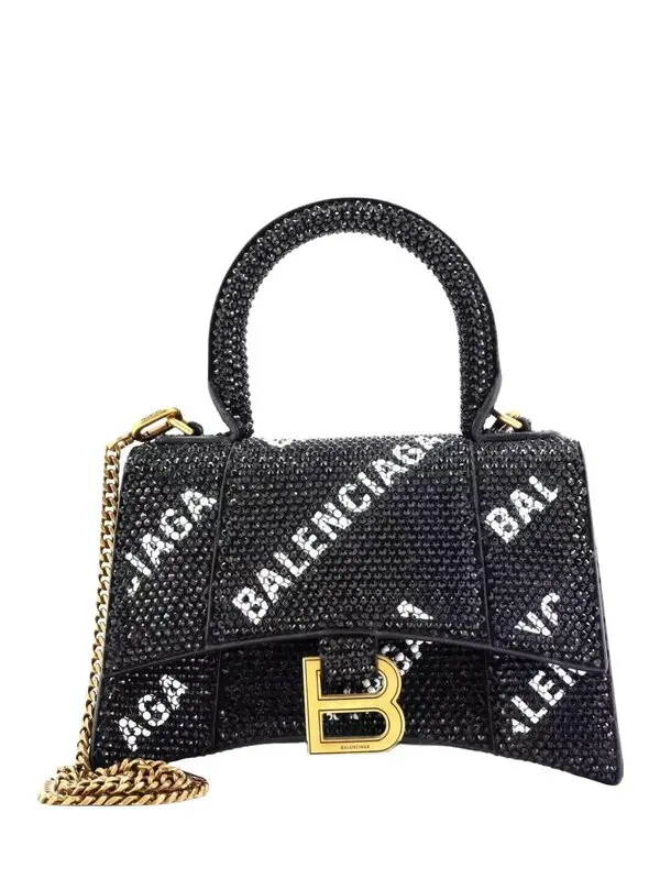 Balenciaga Hourglass Xs Top Handle Satchel - Black