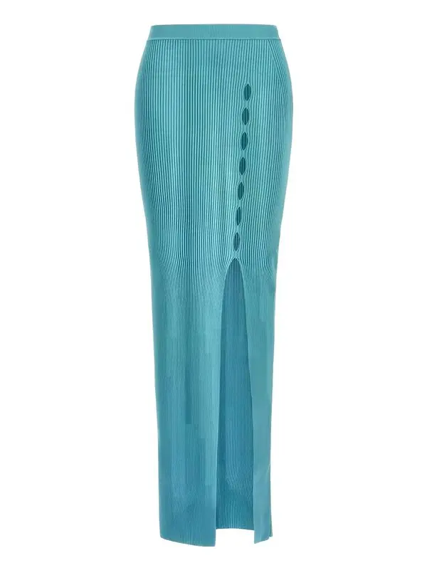 Roberto Cavalli Ribbed Knit Long Skirt - Blue