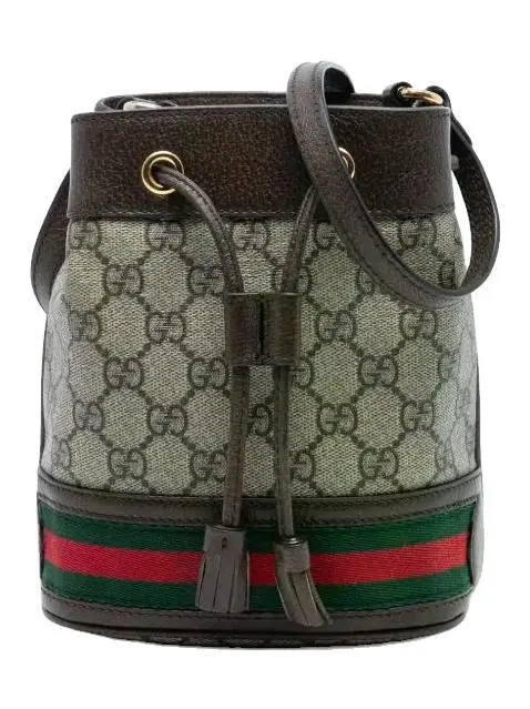 Gucci Mini Gg Supreme Ophidia Bucket Bag - Brown