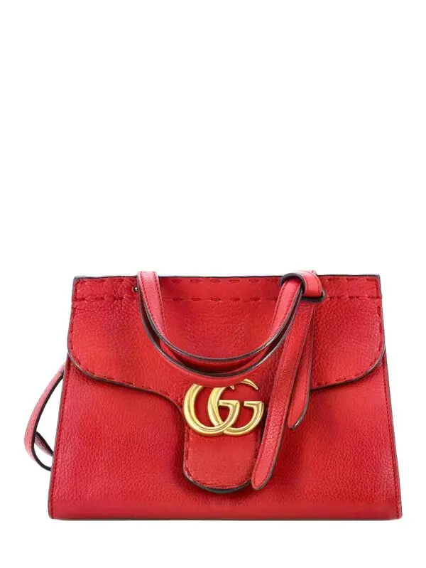 Gucci Gg Marmont Mini Top Handle Satchel - Red