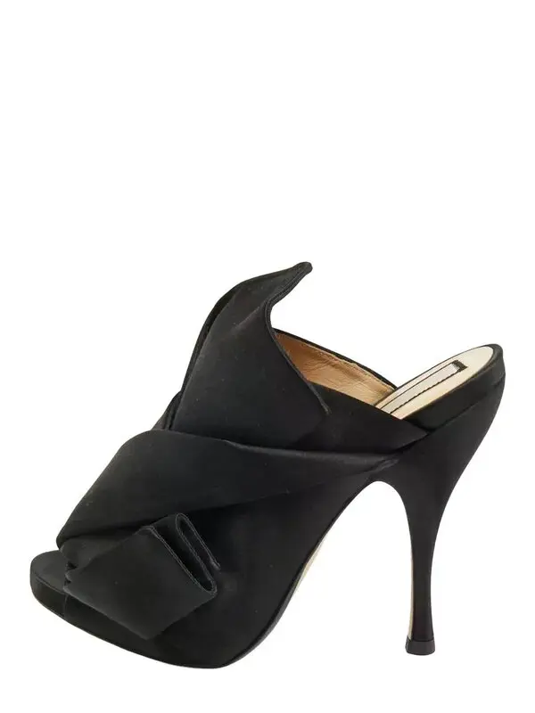 N°21 Peep-toe Mules - Black