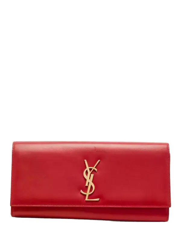 Saint Laurent Cassandre Leather Clutch - Red