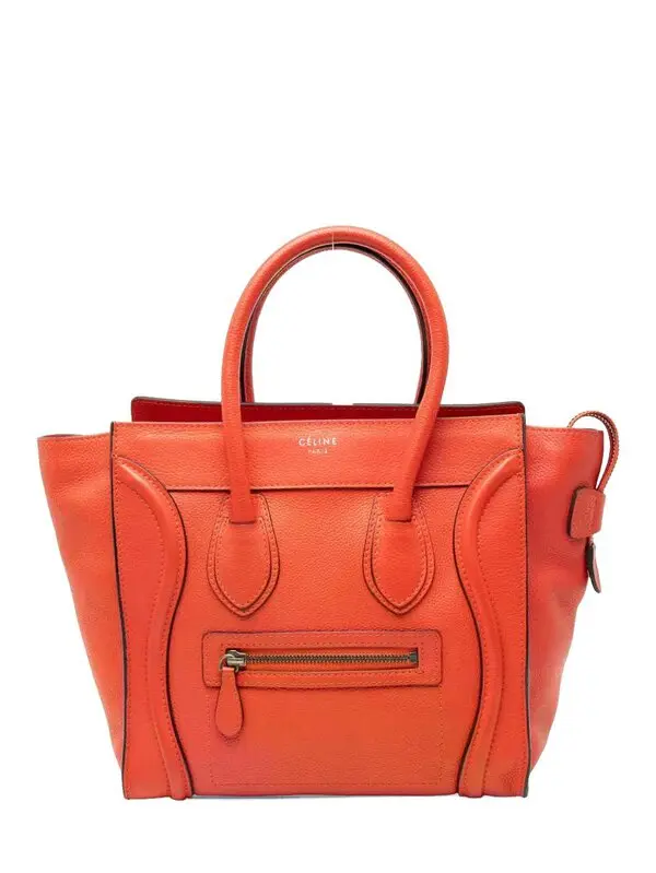 Celine 2013 Micro Leather Luggage Tote Bag - Orange