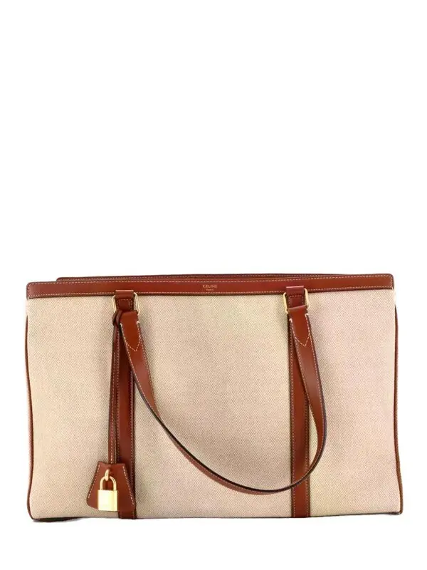 Celine Cabas 16 Canvas With Leather Medium Tote Bag - Brown
