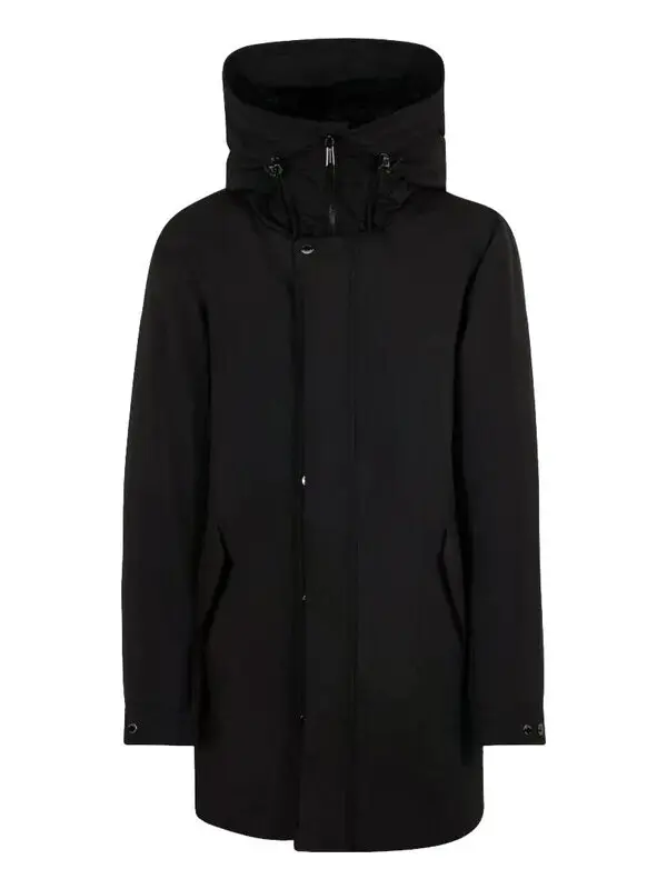 MOORER Hooded Raincoat - Black