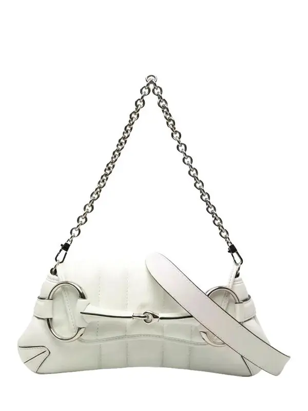 Gucci Small Quilted Leather Horsebit Chain Satchel - White