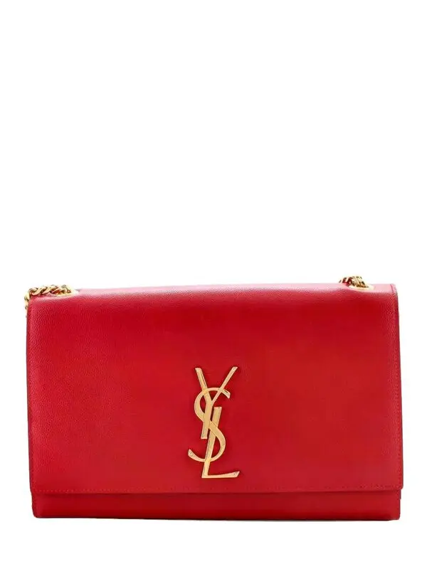 Saint Laurent Classic Monogram Grainy Leather Medium Crossbody Bag - Red