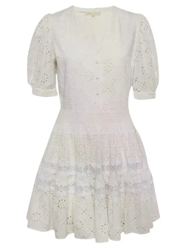 Maje Broderie Anglaise Lace Mini Dress - White