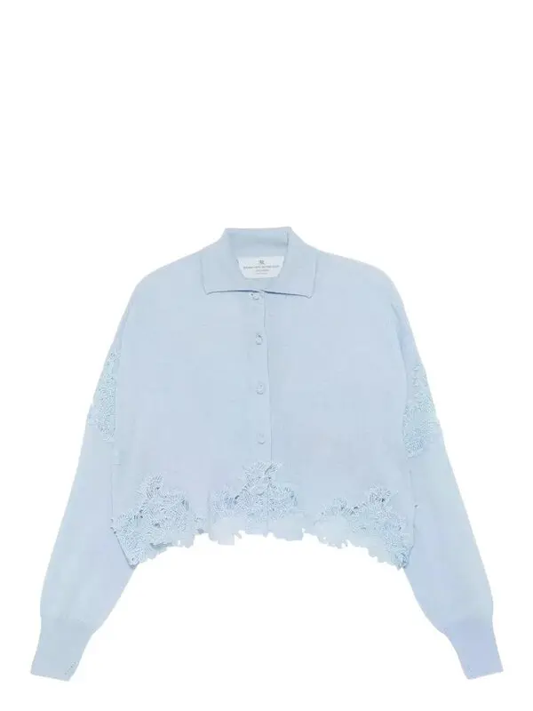 Ermanno Scervino Lace-trimmed Cardigan - Blue