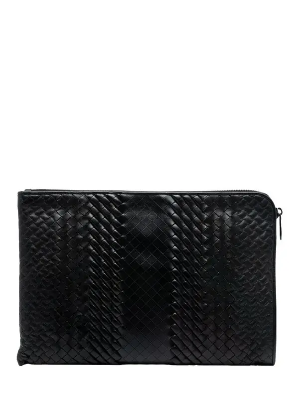 Bottega Veneta 2012-2025 Nappa Intreccio Imperatore Zip Clutch Bag - Black