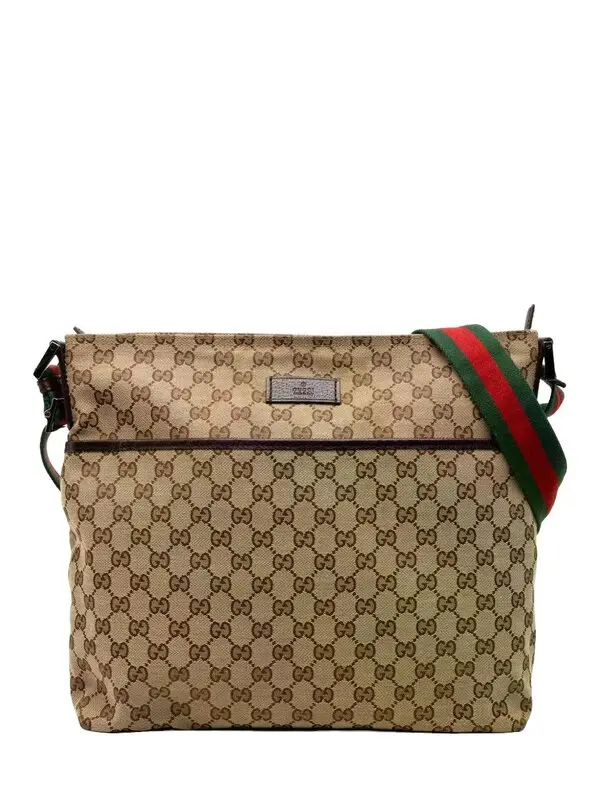 Gucci Gg Canvas Web Crossbody Bag - Brown