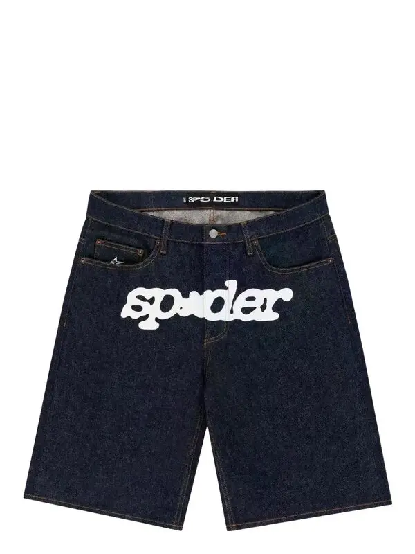 SP5DER V3 Logo Denim Shorts - Blue