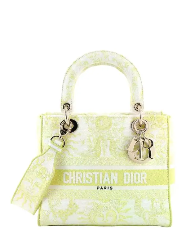 Dior Lady D-lite Embroidered Canvas Satchel - Yellow