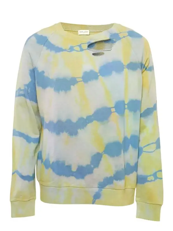Saint Laurent Distressed Tie-dye Sweater - Yellow