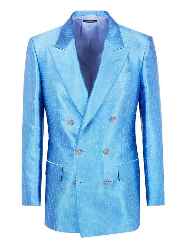 TOM FORD Double-breasted Polka-dot Blazer - Blue