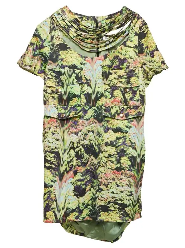 Kenzo Abstract-print Mini Dress - Green