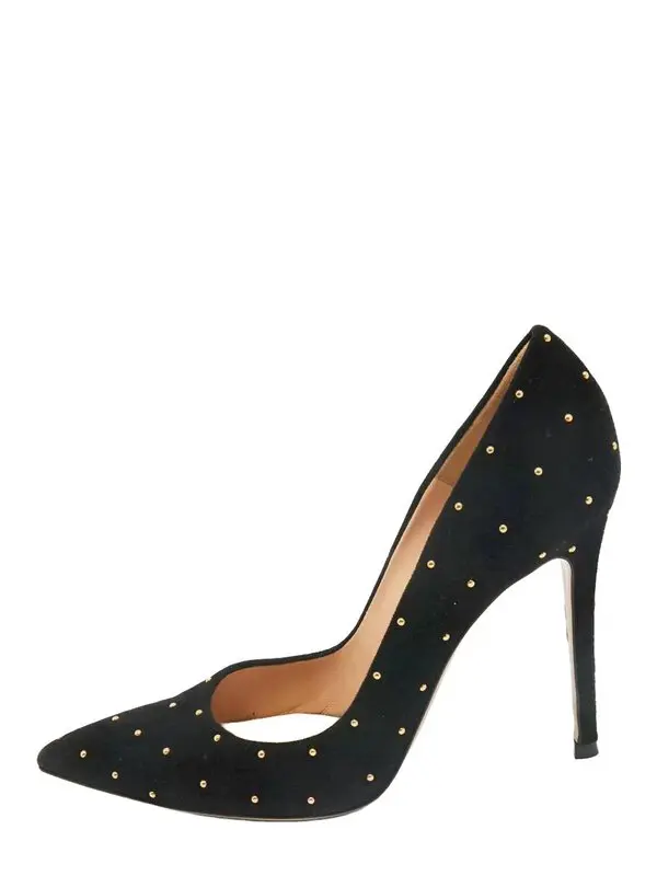GIANVITO ROSSI Studded Suede Pumps - Black