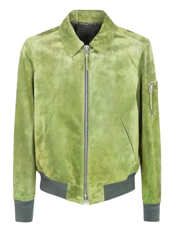 TOM FORD Suede Bomber Jacket - Green