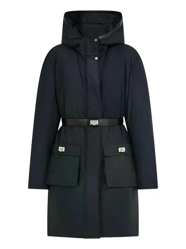 FERRAGAMO Hooded Belted Parka - Black