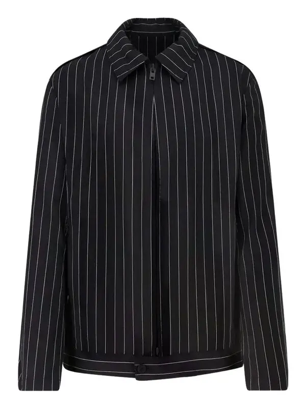 Y3 Pinstripe Zip-up Overshirt - Black