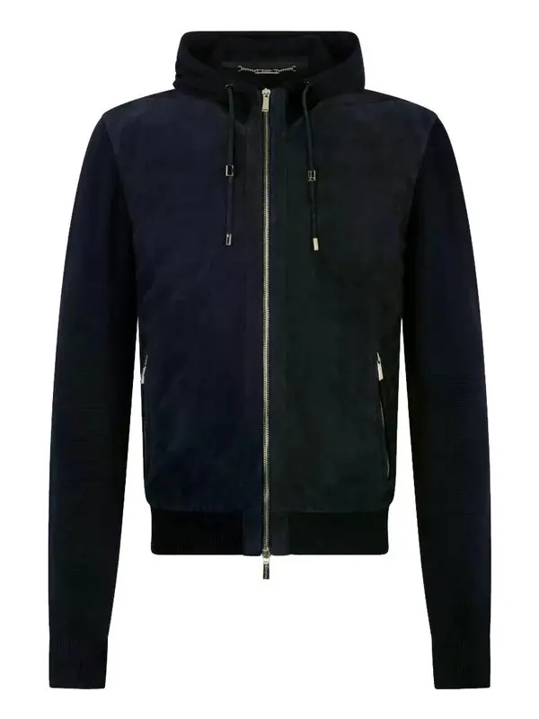 MOORER Hooded Bomber Jacket - Blue