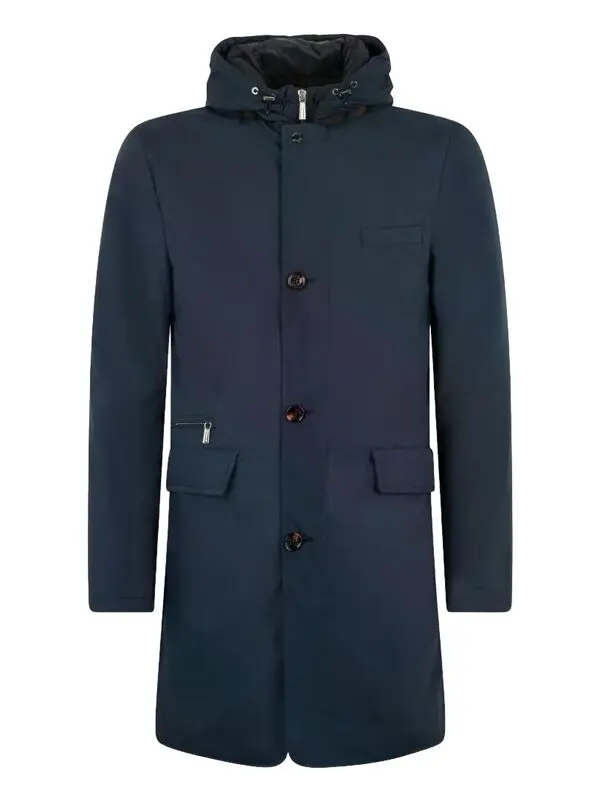 MOORER Dustin Hooded Coat - Blue