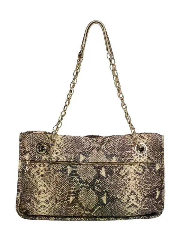 Dkny Snakeskin-embossed Shoulder Bag With Chain Strap - Neutrals