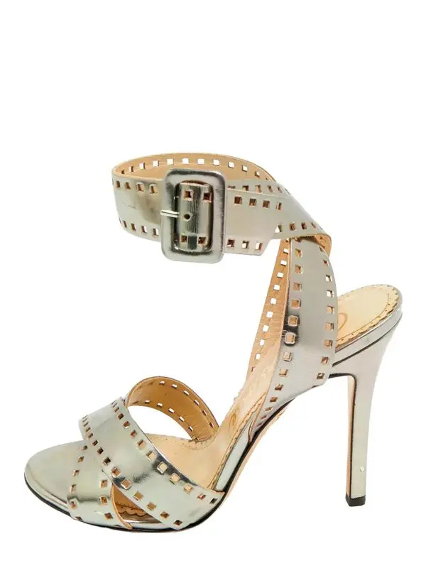 CHARLOTTE OLYMPIA Crisscross Stiletto Sandals - Silver