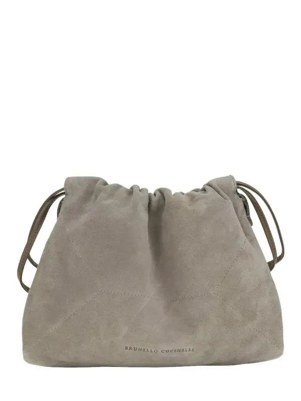 Brunello Cucinelli Drawstring Shoulder Bag - Grey