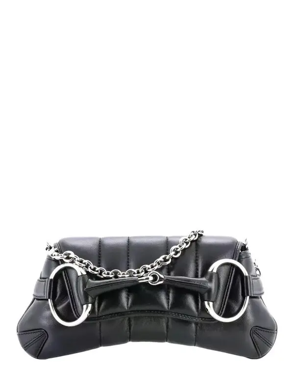 Gucci Horsebit Chain Vertical Quilted Leather Small Shoulder Bag - Black