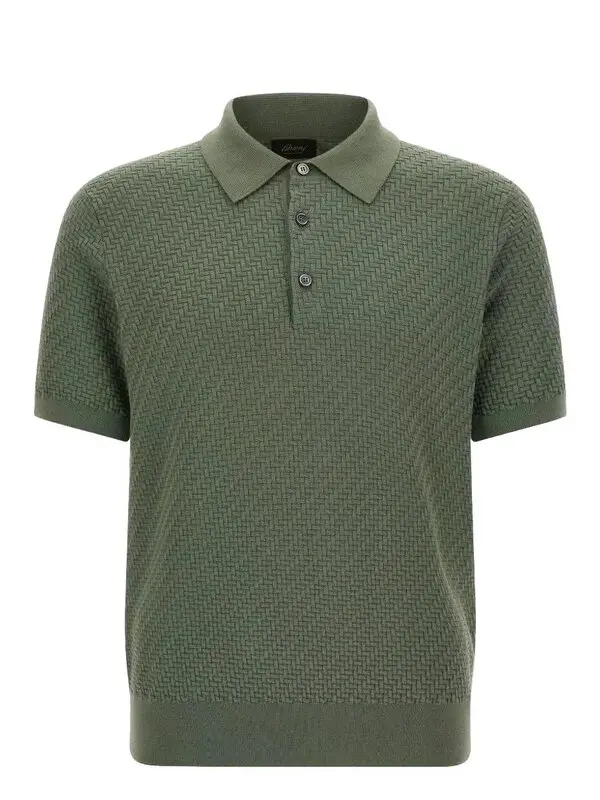 Brioni Textured Weaving Polo Shirt - Green