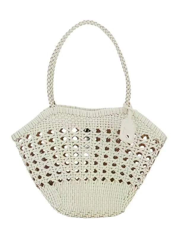 OSOI Lip Braided Openwork Shoulder Bag - White