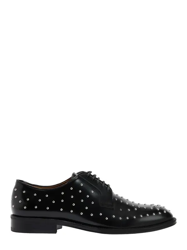 GIUSEPPE ZANOTTI Metal Studded Leather Derby Shoes - Black