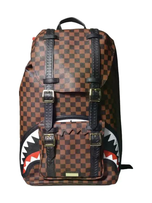 SPRAYGROUND Checkerboard Shark Backpack - Brown