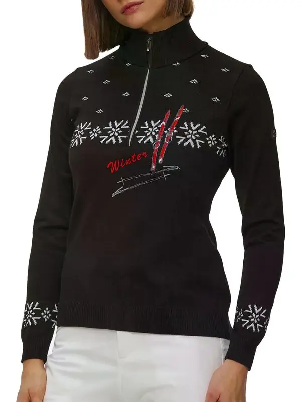 NEWLAND Snowflake-embroidered Sweater - Black