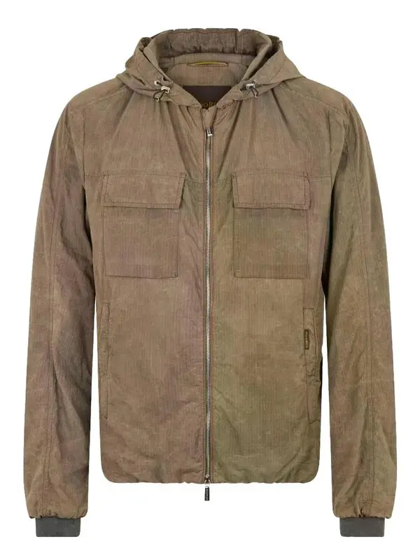 MOORER Hooded Flap-pocket Bomber Jacket - Brown