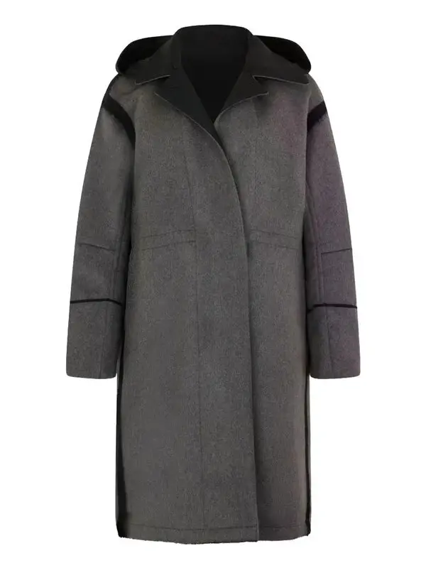 MOORER Hooded Cashmere Coat - Grey