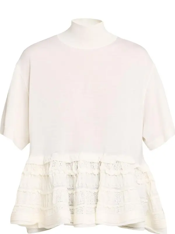 Alaïa Mock-neck Peplum Shirt - Blanc